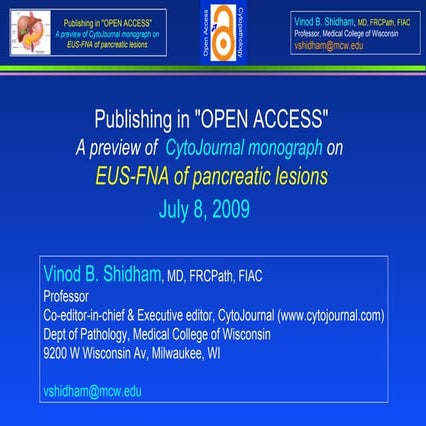CytoJournal- Open Access & CMAS on EUS FNA of Pancreas | PPT