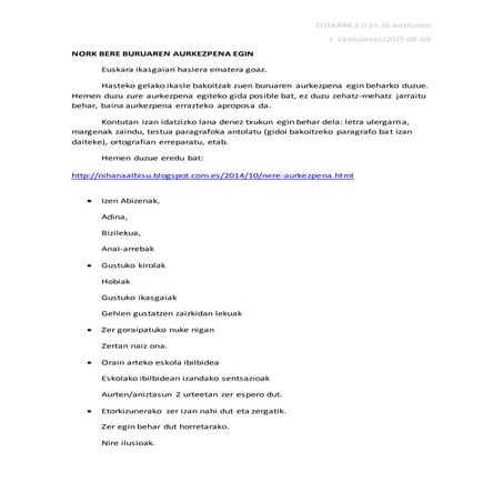 Euskara 1. eguna aurkezpena | DOCX
