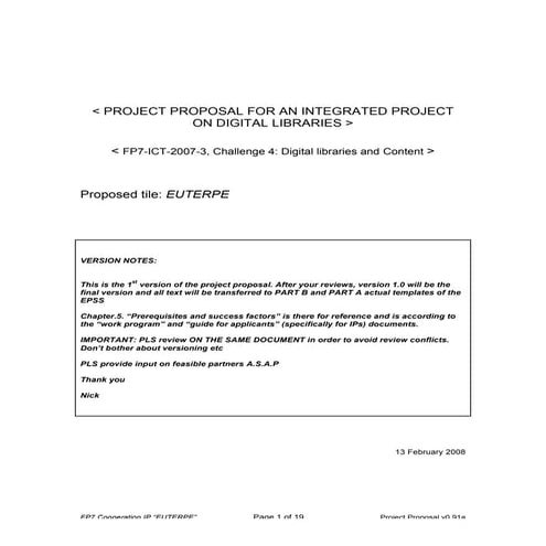 Euterpe Project Proposal for Digital Libraries | PDF