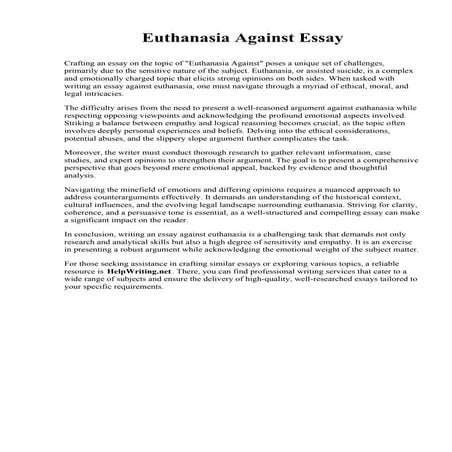 Euthanasia Against Essay. University of Mississippi | PDF