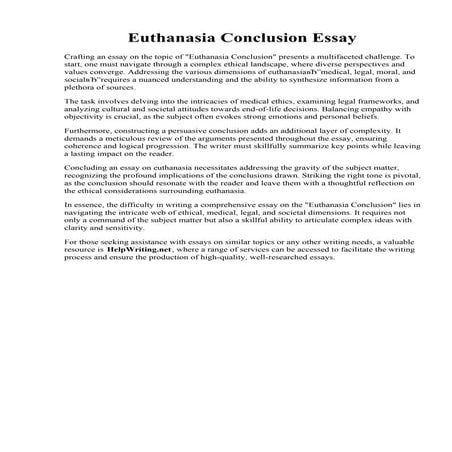 Euthanasia Conclusion Essay | PDF