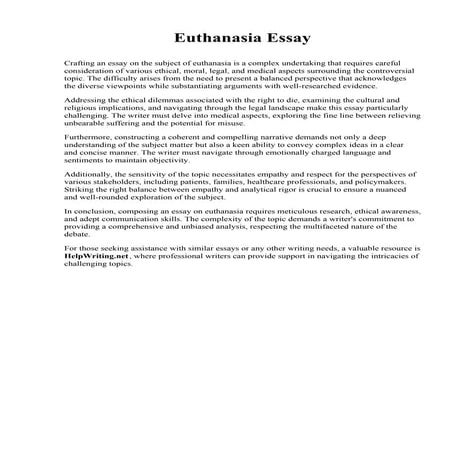 Euthanasia Essay. Kentucky Community and Technical College System | PDF