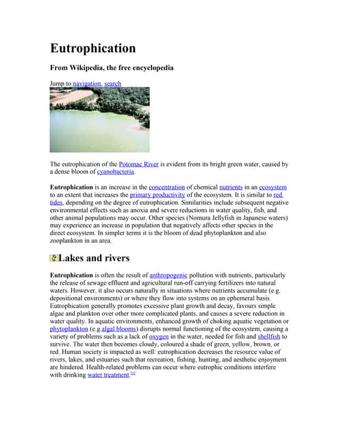 Eutrophication | PPTX | Science