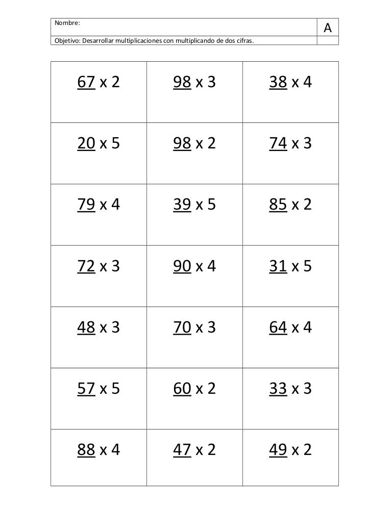 Ev.multiplicaciones con dos digitos enmultiplicando