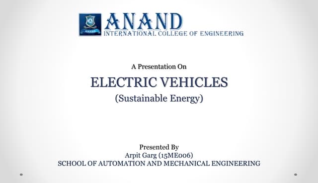 Presentation on Electric Vehicles | PPTX