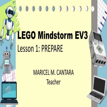 LEGO Mindstorm EV3 Lesson 1 Prepare Sort Stickers Battery Power Brick | PPT