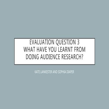 QUESTION 3 EVALUATION QUESTION | PPTX | Video Production | Content Production