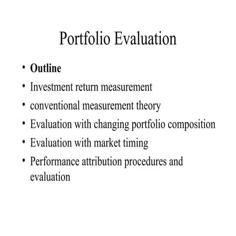 EVALUATION OF PORTFOLIO OUTLINES, PRACTICES | PPT | Stocks and Bonds ...