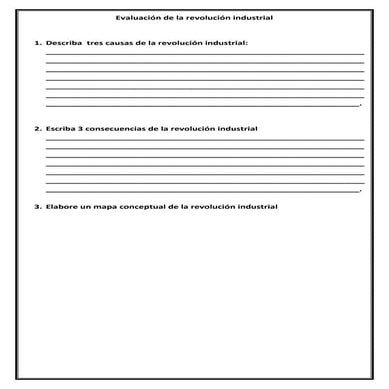 Evaluación de la revolucion industrial | DOCX