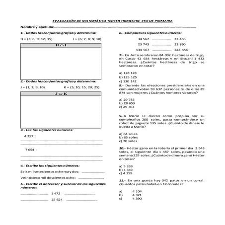 Matematicas Cuarto Grado Matematicas Tercer Grado Cuarto Grado