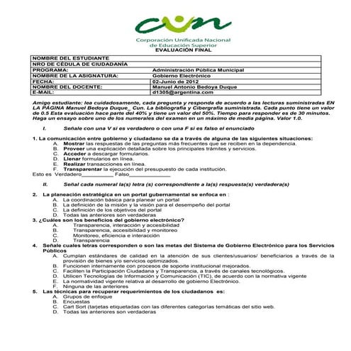 Evaluación final | PDF | Technology & Computing