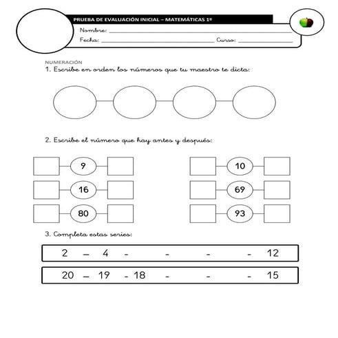 Evaluación inicial matemáticas 2º | PDF