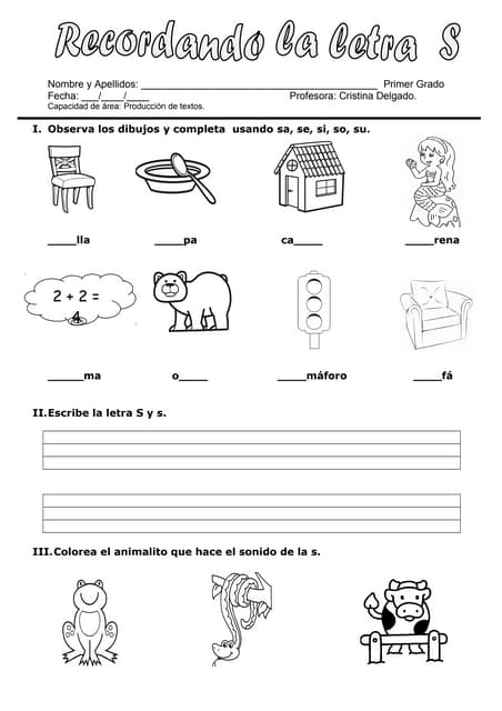 Guía de trabajo letra S | PDF