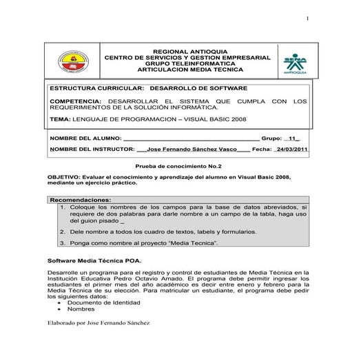 Evaluacion 2 practica visual basic | DOC