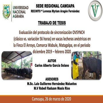 Evaluación del protocolo de sincronización ovsynch | PPTX