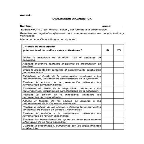 Evaluacion diagnostica | DOCX