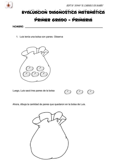 Prueba de 1 grado matematica | PDF