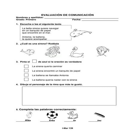 Prueba de entrada de todas las areas - primer grado | PDF