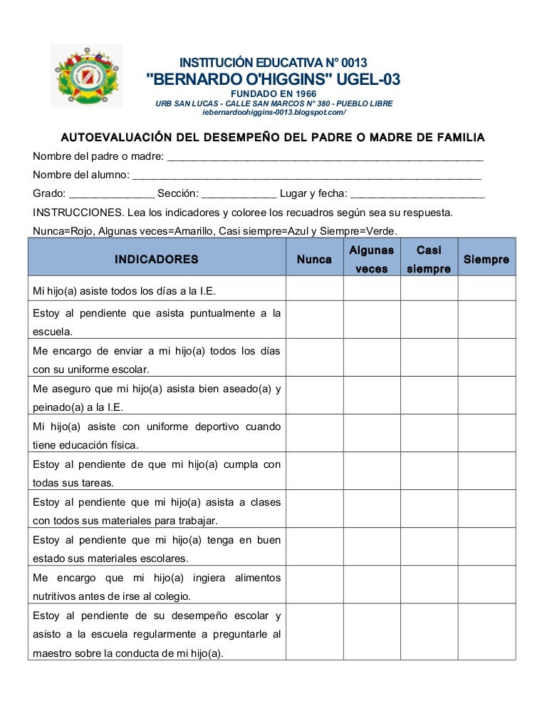 EVALUACIÓN A UN PADRE DE FAMILIA