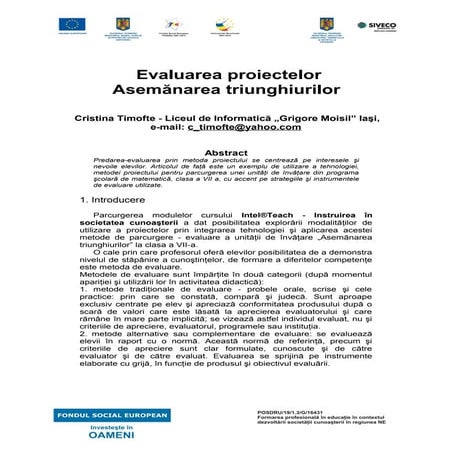 Evaluarea proiectelor 2 | DOC