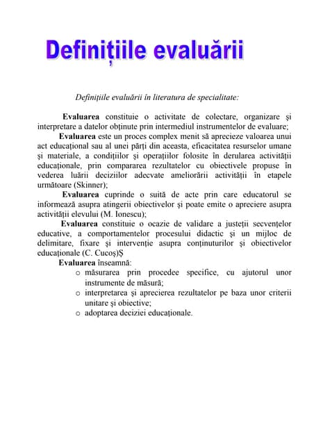 Evaluarea continuă la clasă | PPT