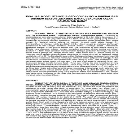 Evaluasi model struktur geologi dan pola mineralisasi uranium sektor ...