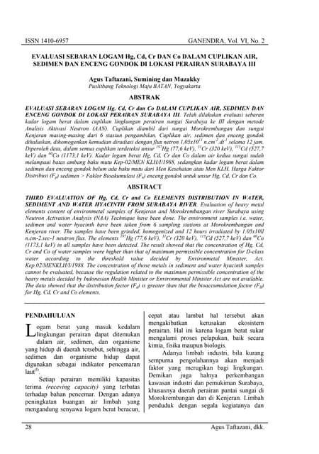 Identifikasi Pencemaran Logam Berat | PPTX