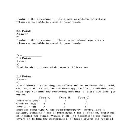 Evaluate The Determinant Using Row Or Column Operations Whenever Pdf
