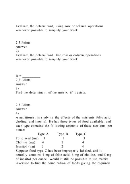 Evaluate The Determinant Using Row Or Column Operations Whenever Pdf