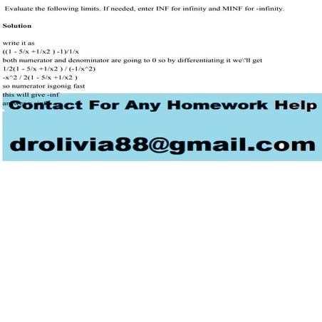 Evaluate the following limits. If needed, enter INF for infinity and .pdf