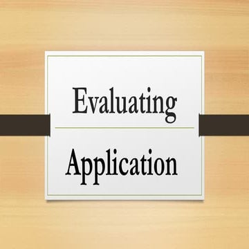 Evaluating Application in Assessment Learning | PPTX