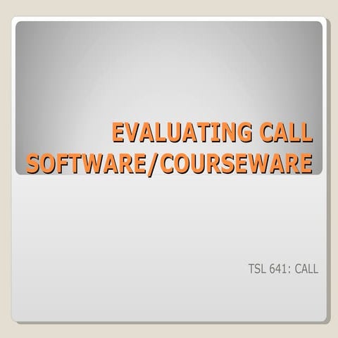 Evaluating Call Software | PPT