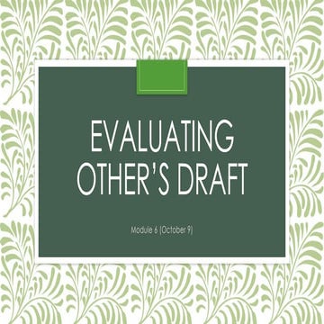 Evaluating one’s draft: Creative Non fiction lesson | PPTX