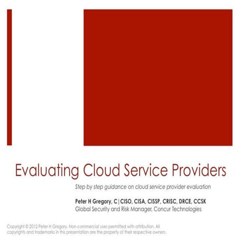 Evaluating Cloud Service Providers | PPT