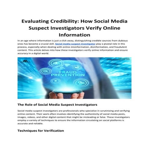Evaluating Credibility: How Social Media Suspect Investigators Verify ...
