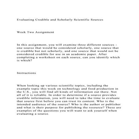 Evaluating Credible and Scholarly Scientific SourcesWeek T.docx
