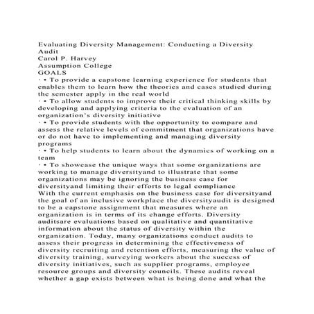 Evaluating Diversity Management Conducting a Diversity Audit Ca.docx