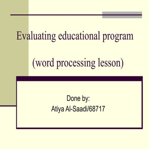 Evaluating Educational Program | PPT