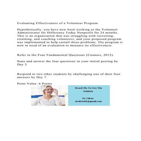 Evaluating Effectiveness of a Volunteer ProgramHypotheticall.docx | Education