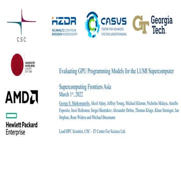 Evaluating Gpu Programming Models For The Lumi Supercomputer Ppt 6391