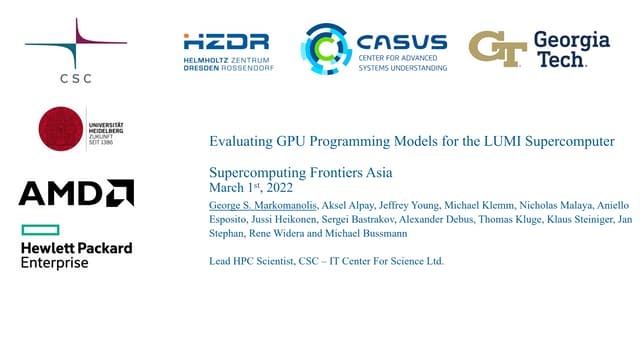 Evaluating Gpu Programming Models For The Lumi Supercomputer Ppt 6391