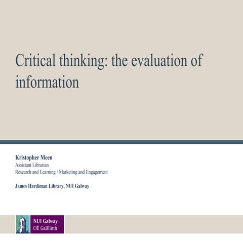 Critical thinking: the evaluation of information | PPTX