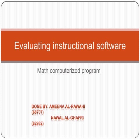 Evaluating instructional software | PPTX