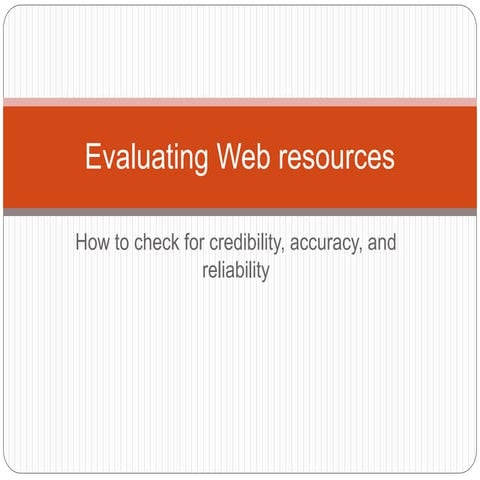 Evaluating internet resources | PPTX
