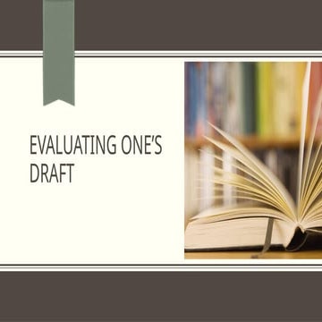 Evaluating one’s draft: Creative Non fiction lesson | PPTX