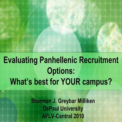 Evaluating Panhellenic Recruitment Options | PDF