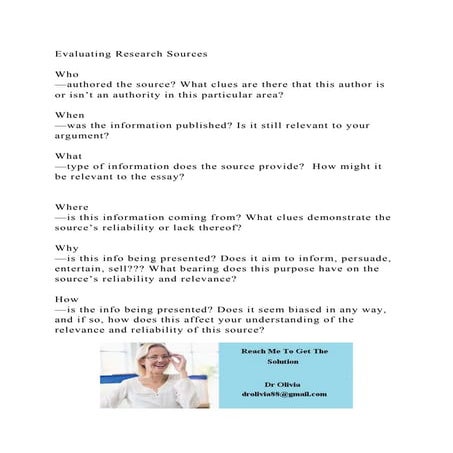 Evaluating Research SourcesWho—authored the source What clues.docx ...