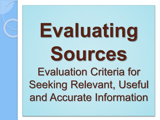 Evaluating Information Sources | PPTX
