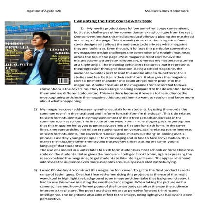 evaluation of coursework 1 | PDF