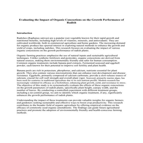 Evaluating the Impact of Organic Concoctions on the Growth Performance ...
